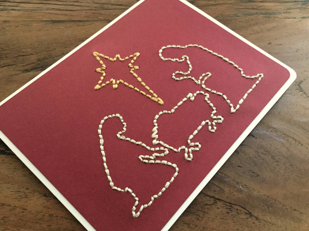 Nativity Scene Hand Sewn Christmas Card – The Cole Card Company